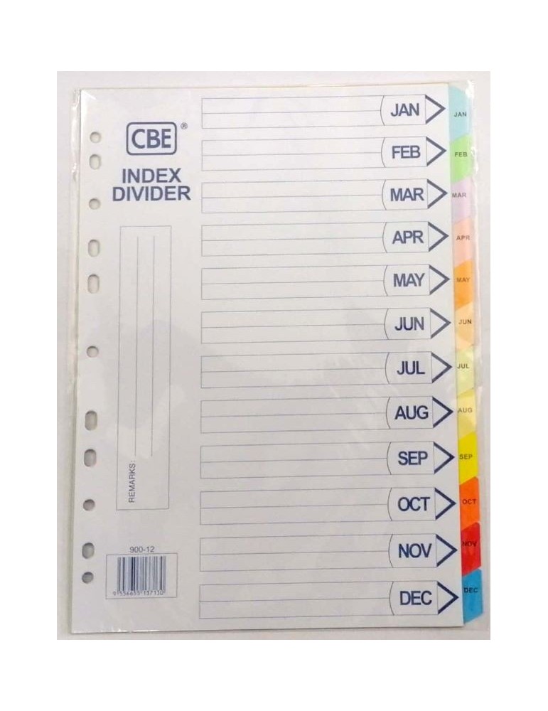 CBE PP Index Divider (5 colours) A4 906-5