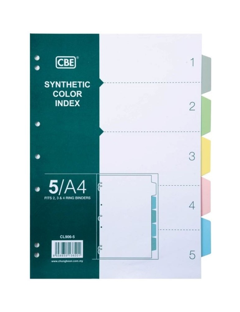 CBE PP Index Divider (5 colours) A4 906-5
